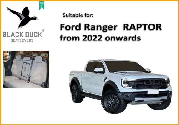 BLACK DUCK SEAT COVERS | Next-Gen FORD RANGER RAPTOR | REAR BENCH
